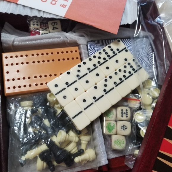 Jordan Mark | Games | 7 In Game Set Wood Mahogany Box Chess Checkers ...